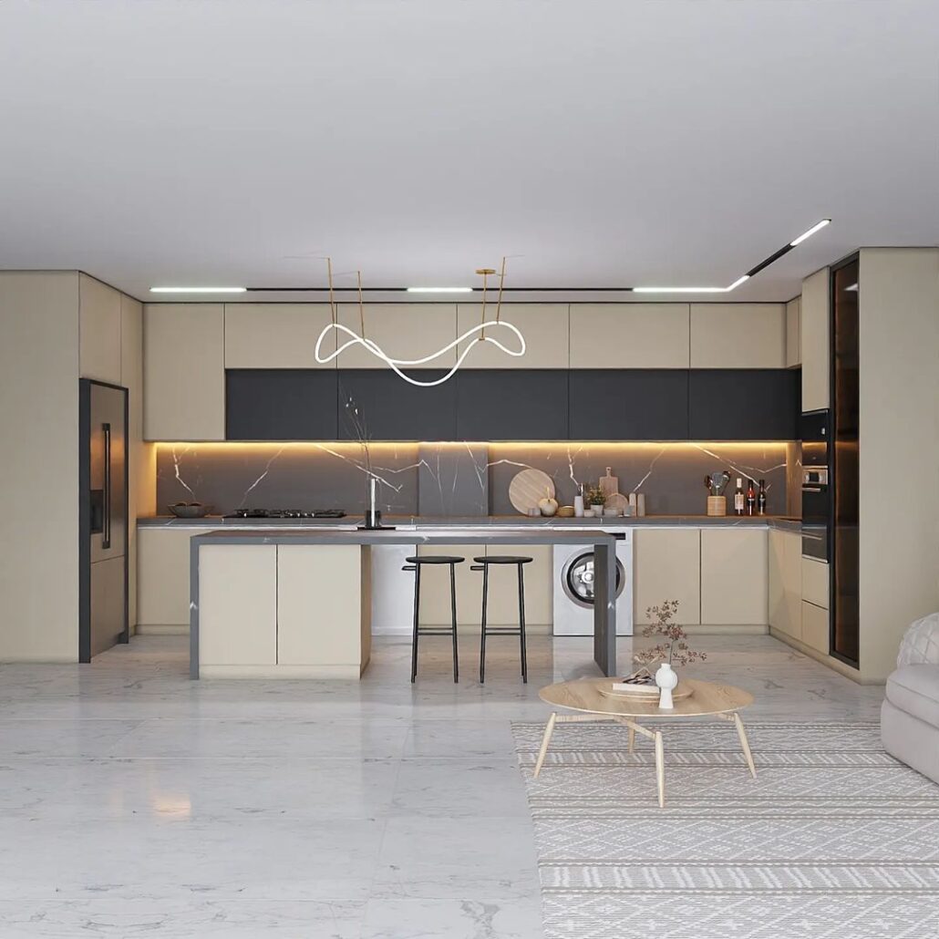 کابینت ام دی اف آشپزخانه کد 7424 - دکوراسیون داخلی فانوس